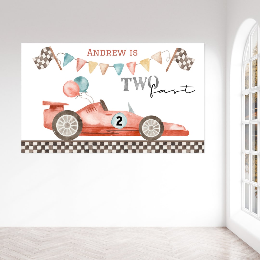 Two Fast Birthday Backdrop: Race Car Party, Editable Template (digital ...