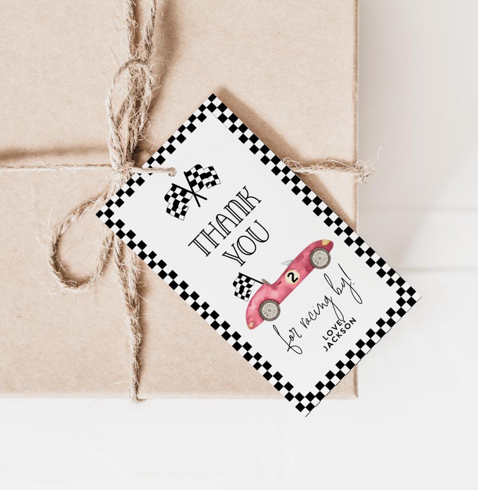 Race Car 1st Birthday Thank You Tag: Editable Favor Tag (digital ...