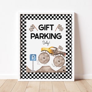 Monster Truck Birthday Party Sign: Gift Parking, Editable Template ...