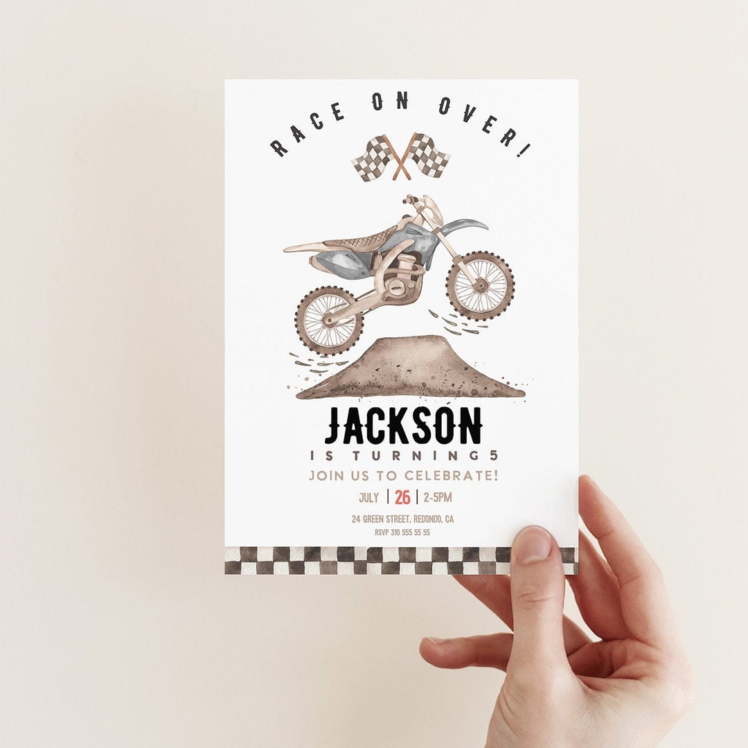 Dirt Bike Birthday Invitation: Race on Over, Editable Template (digital ...
