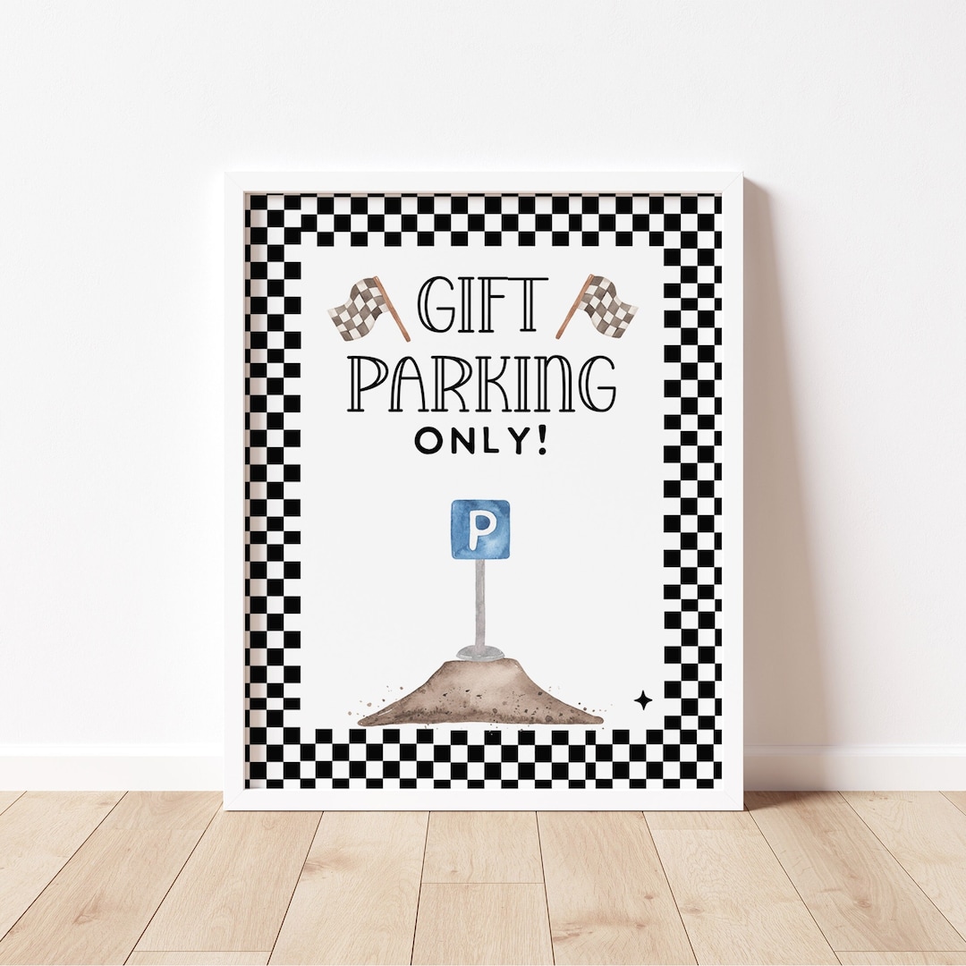 Race Car Birthday Party Sign Gift Parking Sign Monster Truck Favor Sign ...
