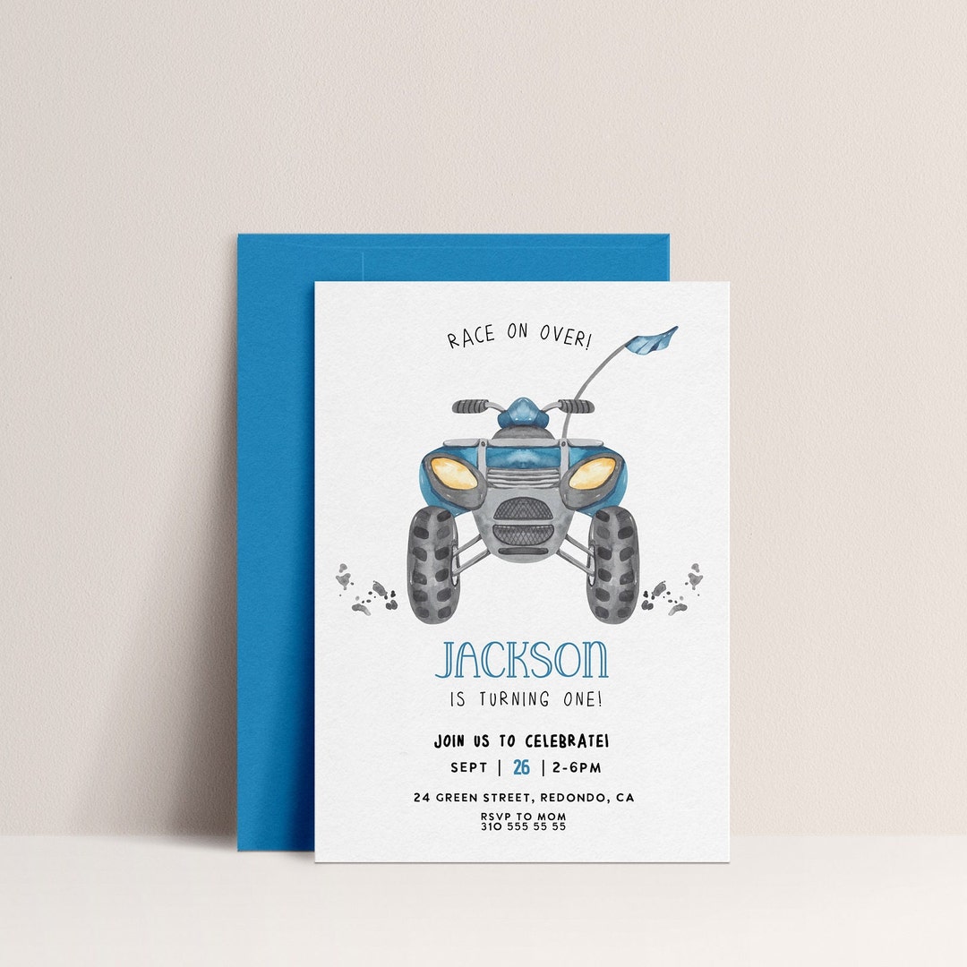 Quad Birthday Invitation 4 Wheeler Invite, ATV Birthday, Any Age, Bike ...