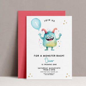 Editable Monster Birthday Thank You Card: Bash Party Decor (digital ...