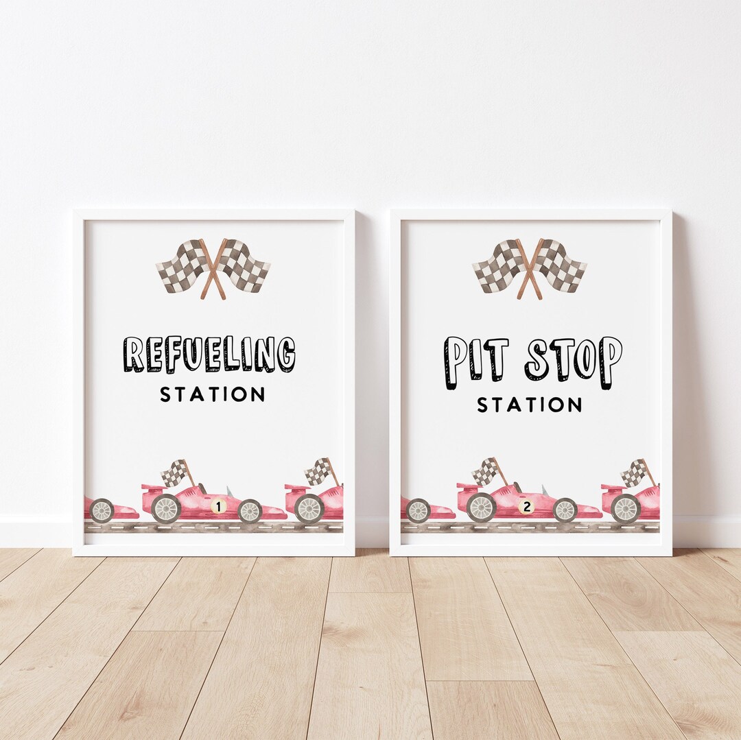 Pit Stop Party Sign, Race Car Party Sign, Refueling Station Table Sign ...