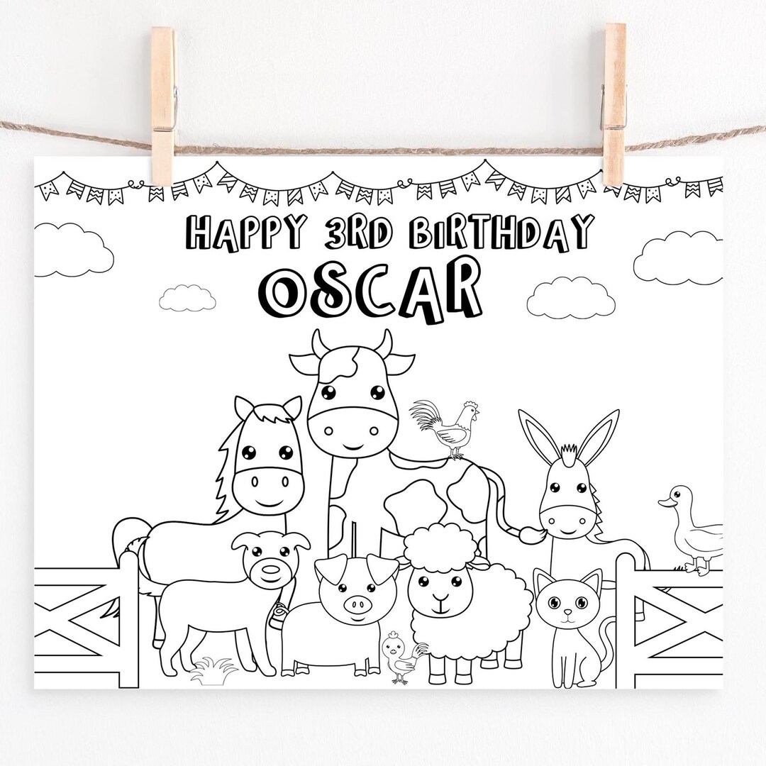 Farm Coloring Page, Farm Animals Activity Page, Farm Decor, Farm Party ...