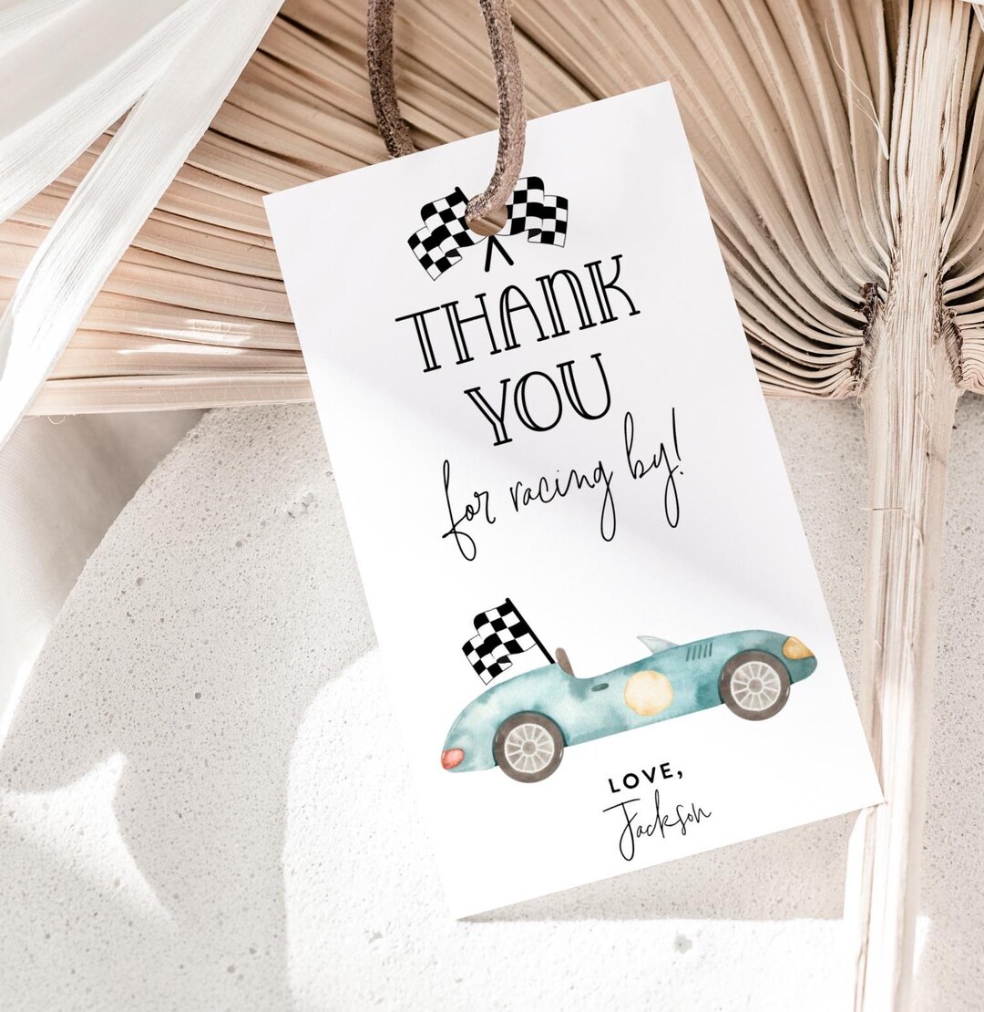 Editable Race Car Thank You Tag, Favor Tag, Gift Tag, Race Car Birthday, Racecar Party Racing ...