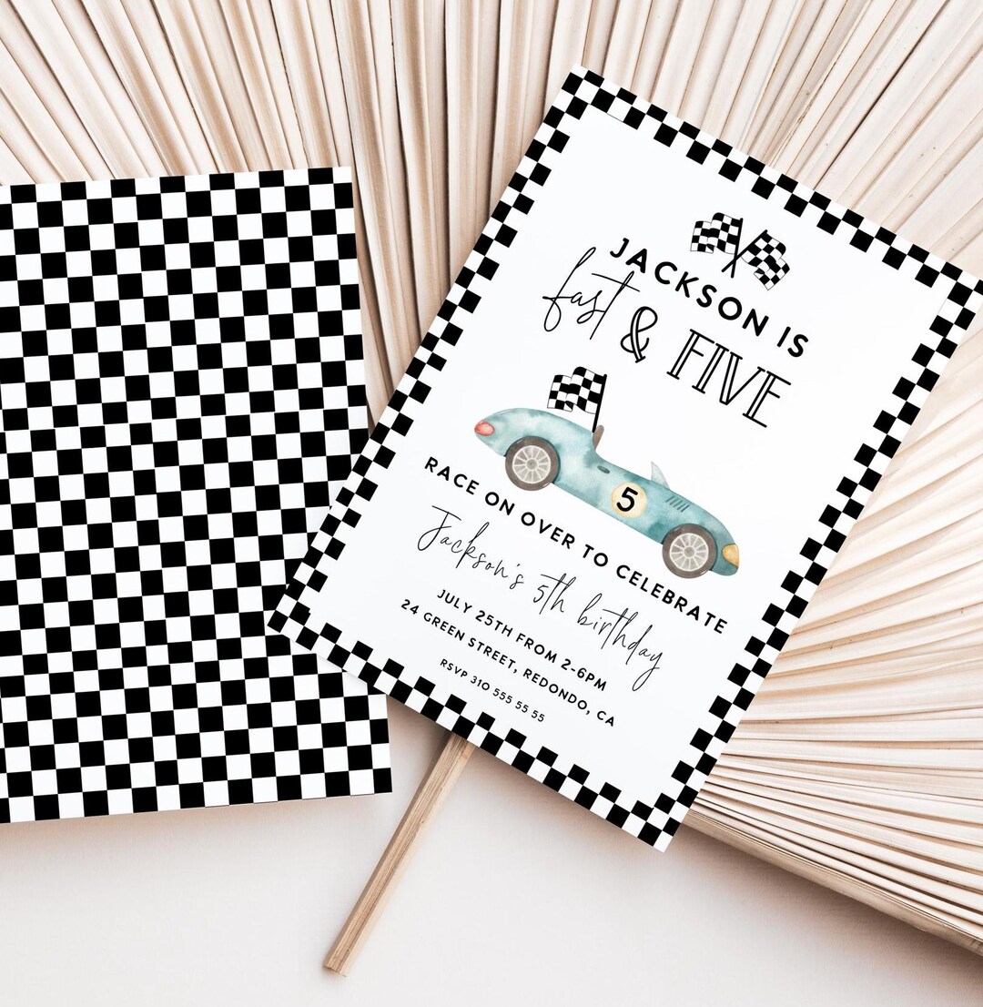 Fast and Five Birthday Invitation, 5th Birthday, Race Car Invitation ...