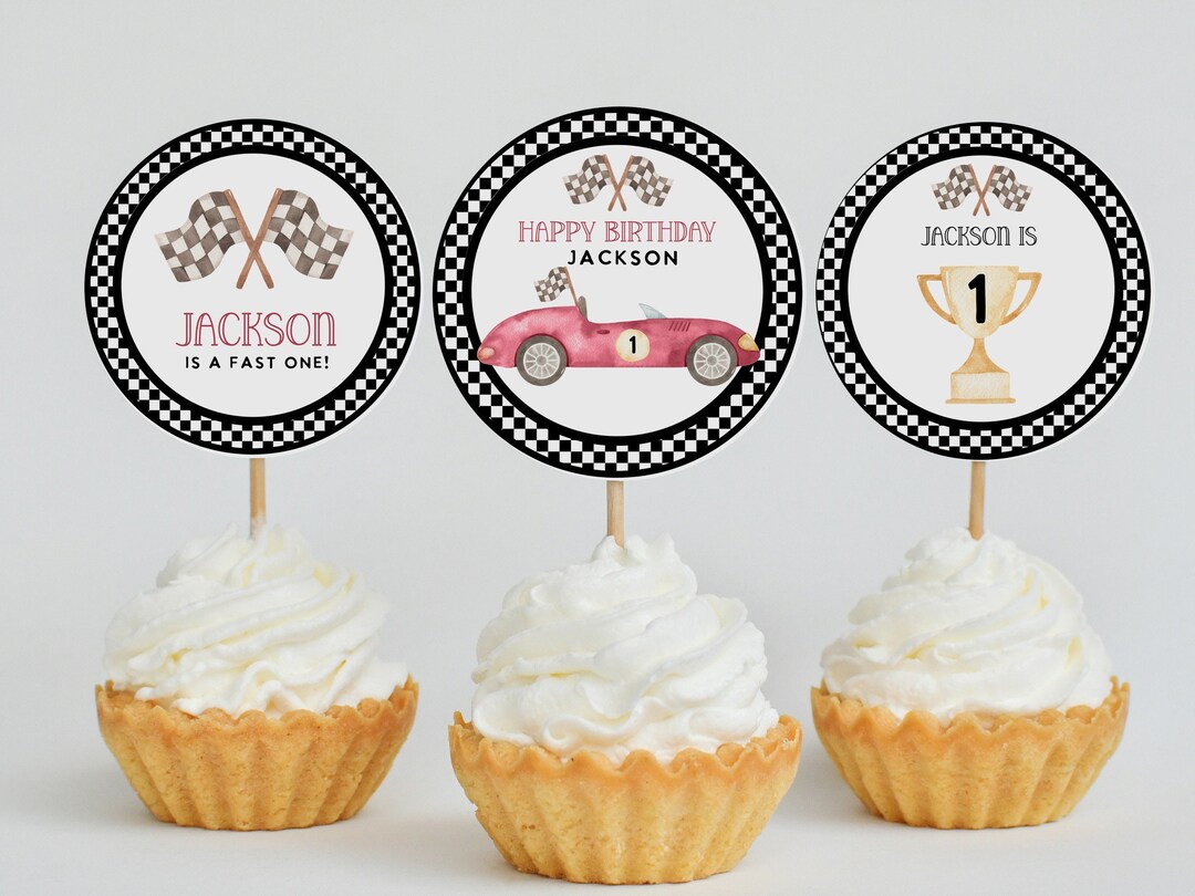 Race Car Birthday Cupcake Toppers, Cake Topper, Race Car Decor, Race ...