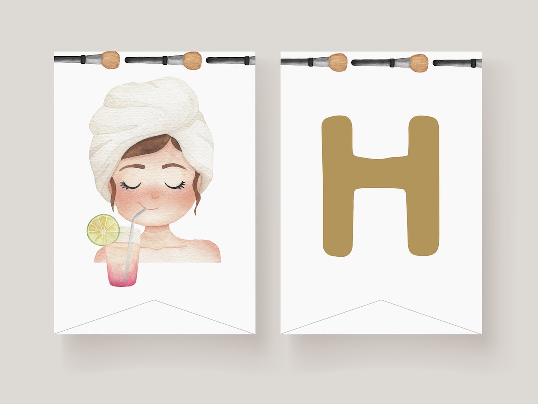 Spa Party Banner, Spa Birthday Bunting, Birthday Garland, Glam Party ...