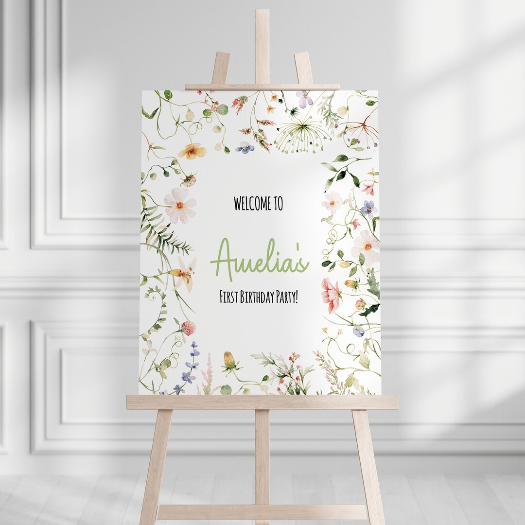 Wildflower Welcome Sign 1st Birthday Wildflower Birthday Banner Flower ...