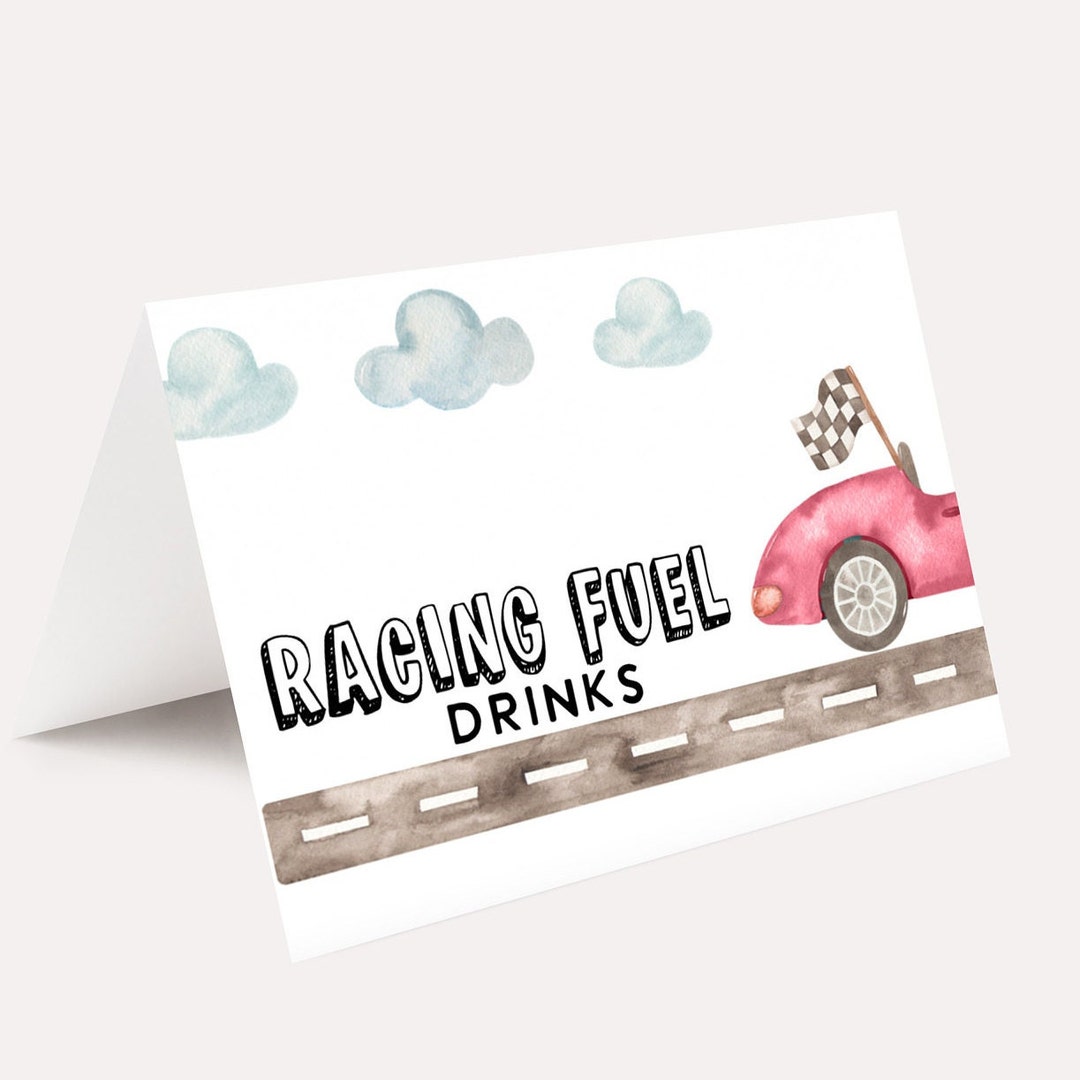 Race Car Birthday Food Tent, Two Fast, Fast One, Any Age, Food Label ...