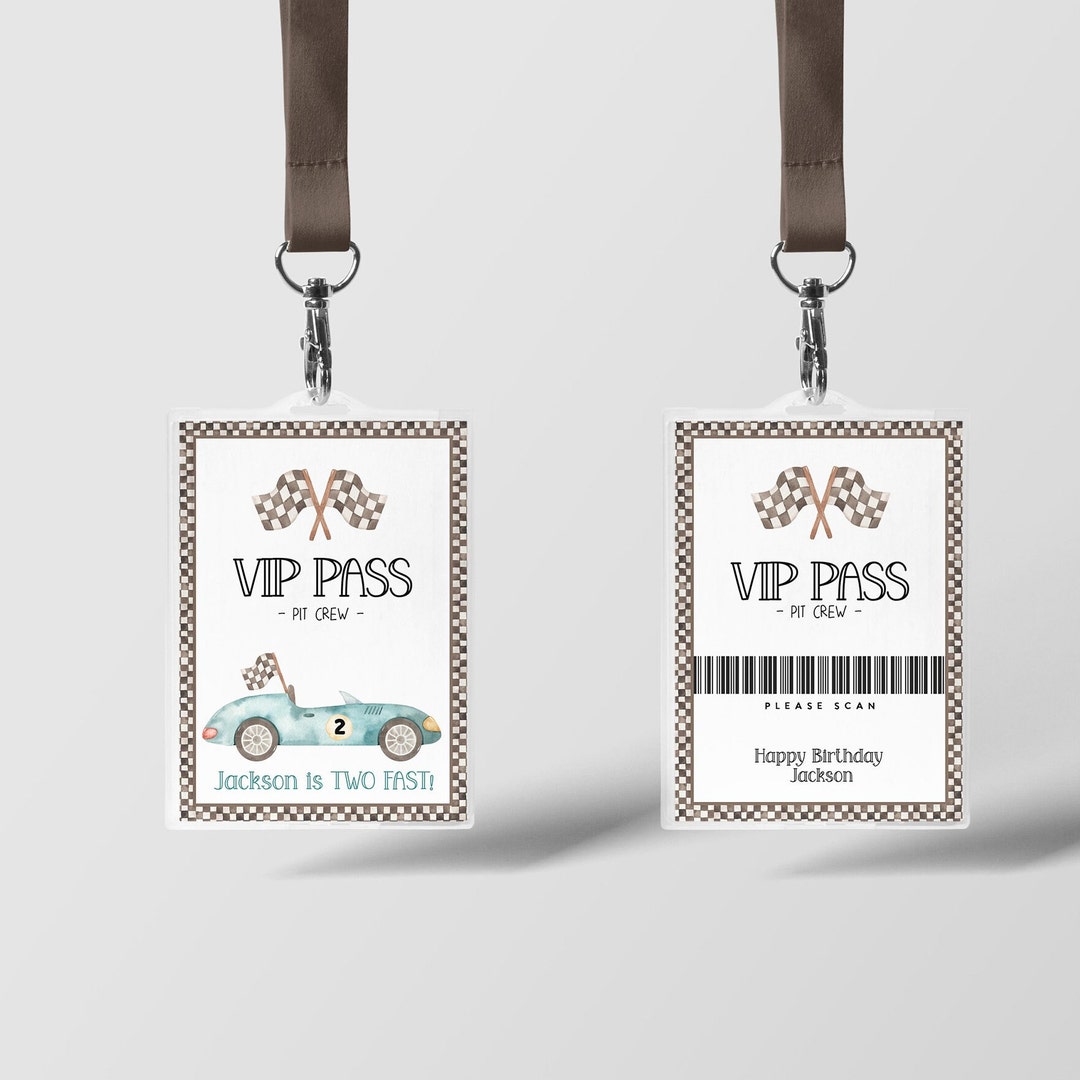 Race Car VIP Pit Crew Passes Two Fast Birthday Invitation Blue Race Car ...