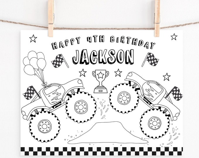 Printable Monster Truck Coloring Pages Monster Truck Memory Game ...