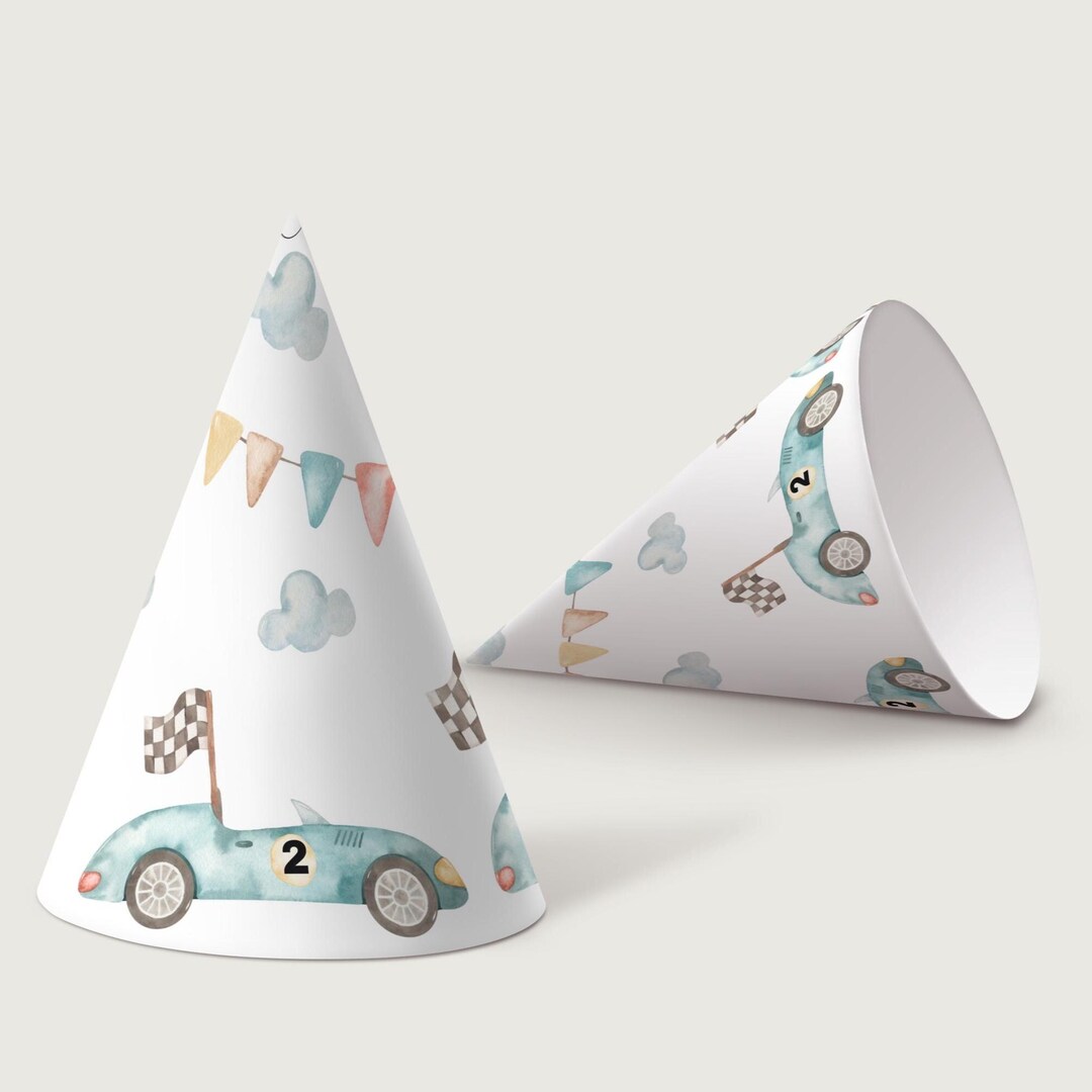 Race Car Party Hat, 2nd Birthday, Two Fast, Second Birthday, Vintage ...