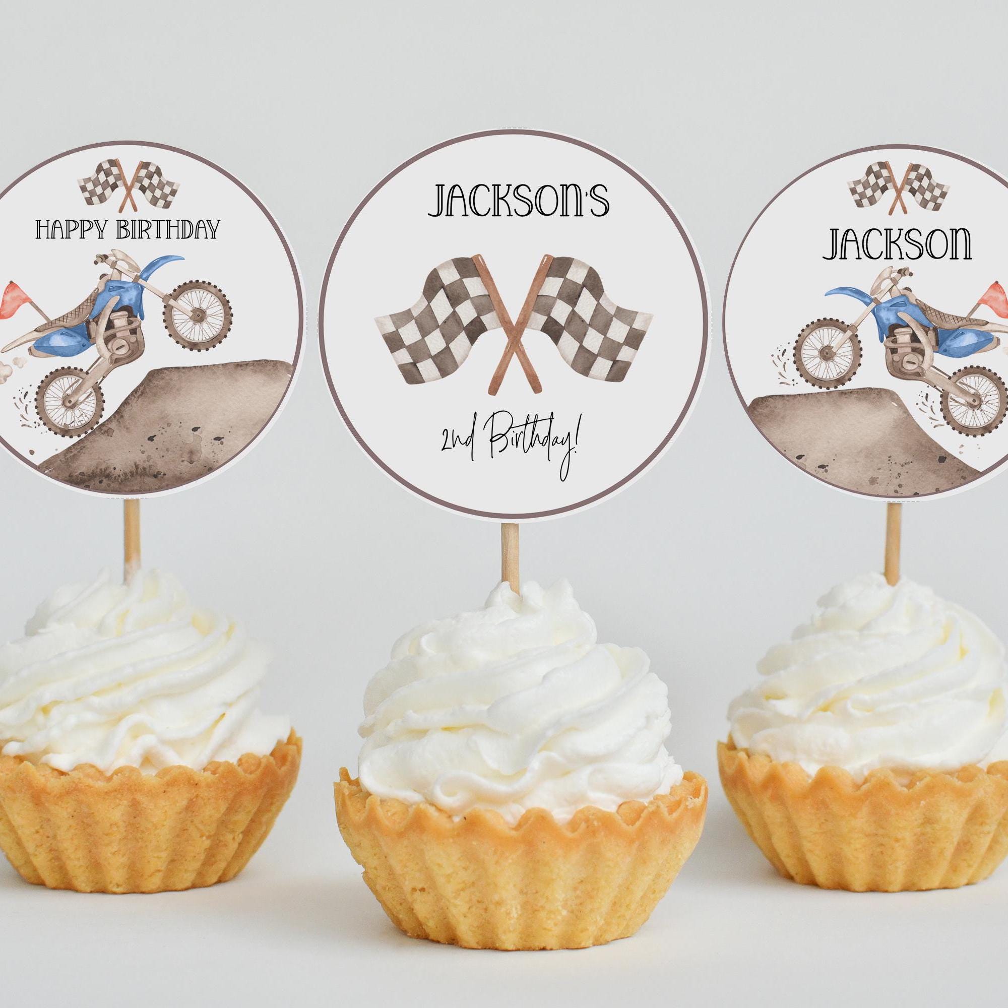 Blue Dirt Bike Cupcake Toppers: Racing Party Decor (PRINTABLE) - Etsy