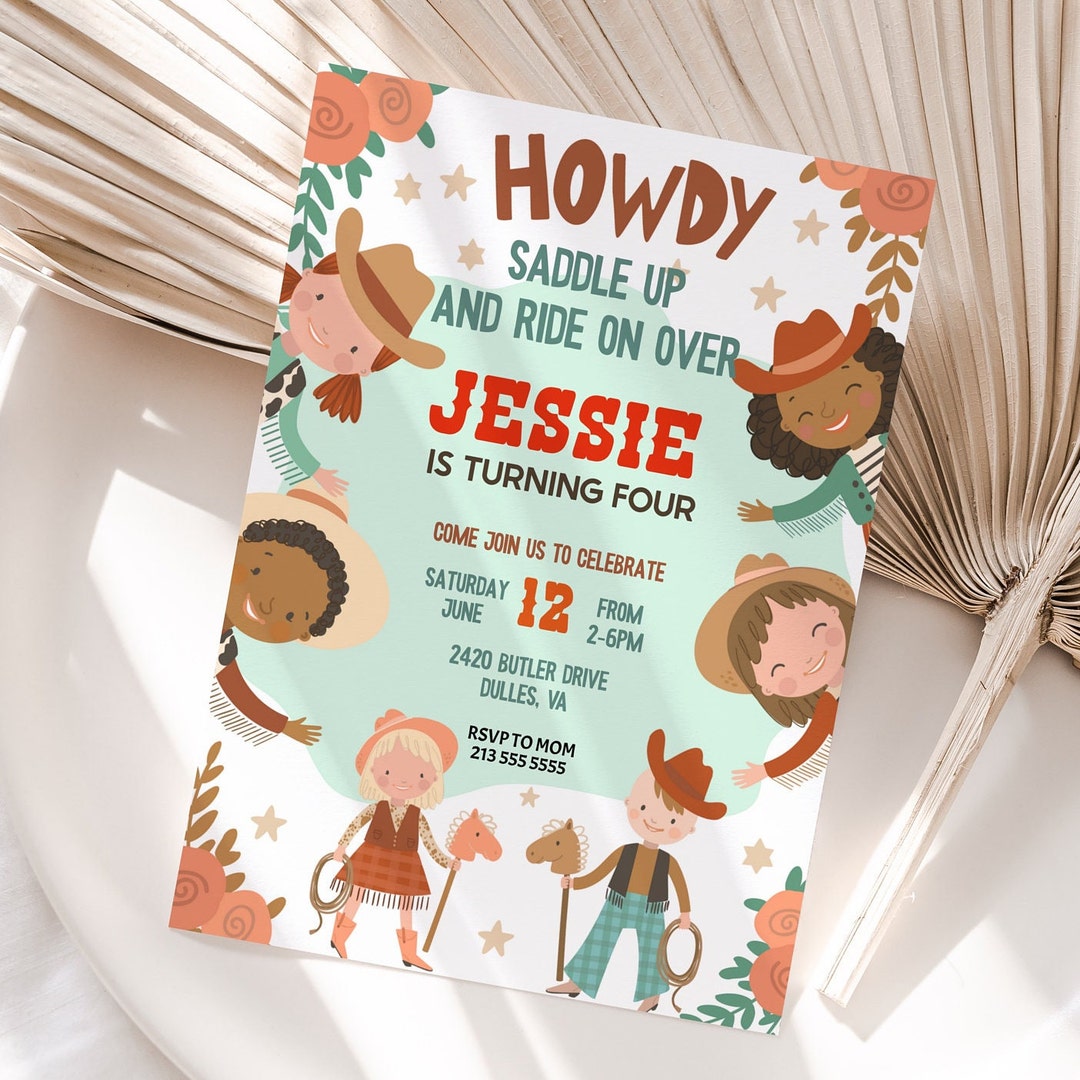 Editable Wild West Birthday Invitations Cowboy Cowgirl - Etsy