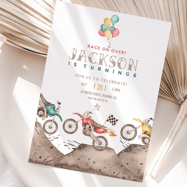 Dirt Bike Birthday Thank You Tag Any Age Race on Over - Etsy
