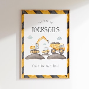 Construction Party Signs: Editable Truck Birthday Decor (digital ...