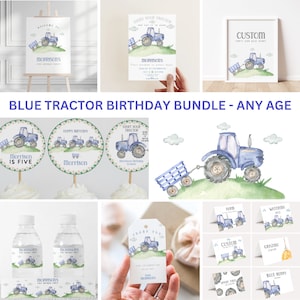 Blue Tractor Birthday Bundle, Tractor Bundle, Farm Boy Birthday, First ...