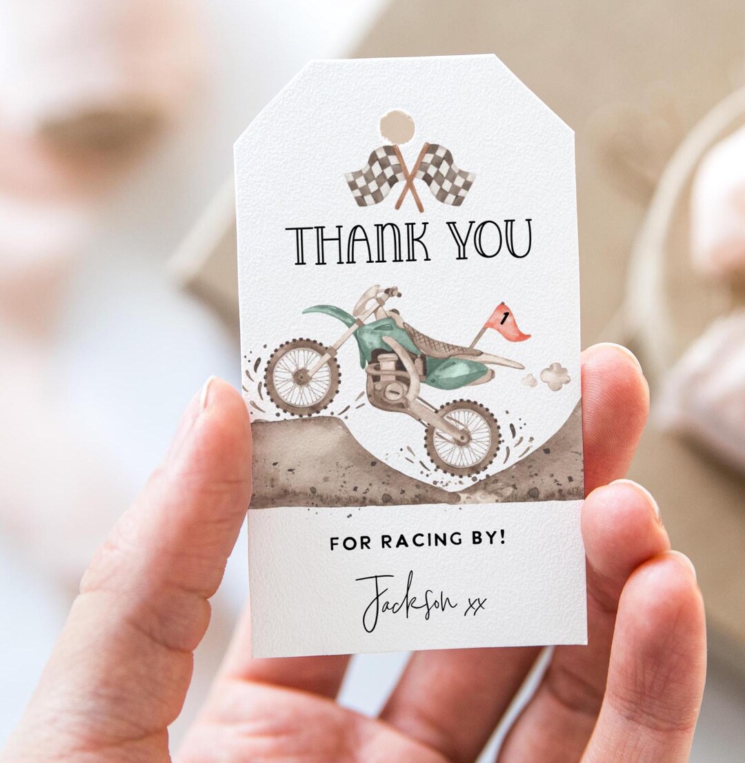Dirt Bike Birthday Thank You Tags, Dirt Bike Party Decor, Motorcycle ...