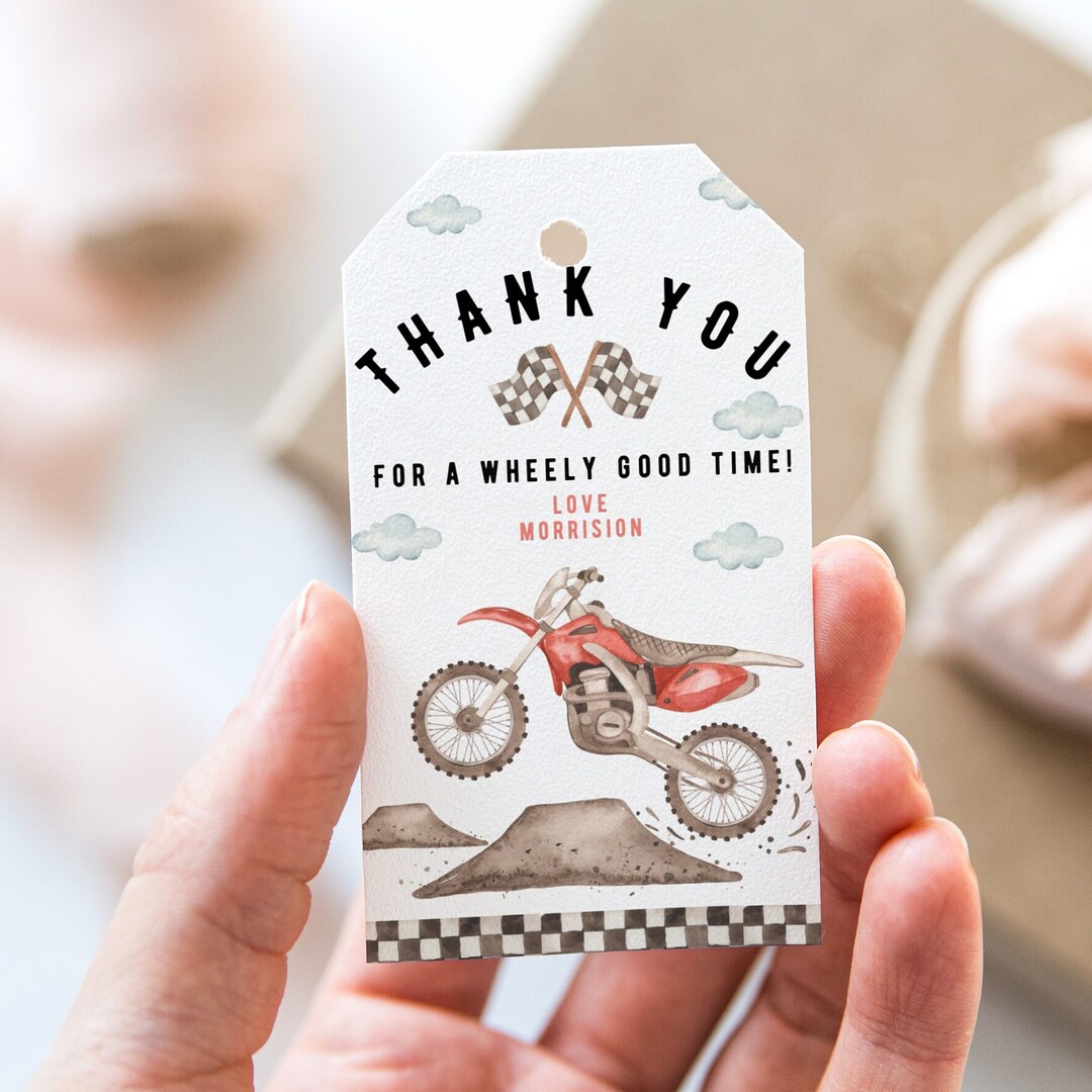 Dirt Bike Birthday Thank You Tag Any Age Motercycle Invite - Etsy Australia