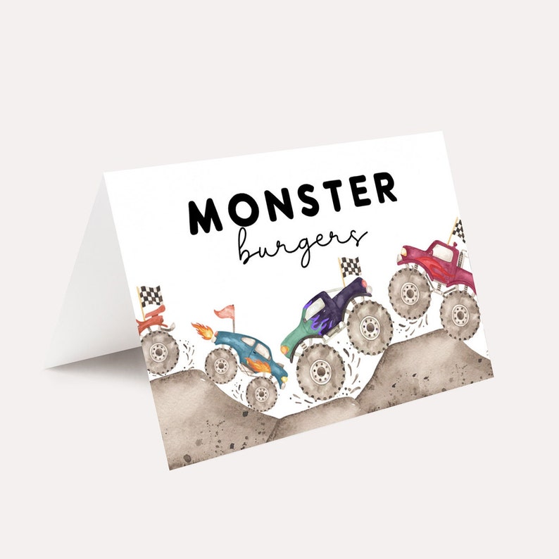 Monster Truck Food Tent Food Labels Editable Tents Monster - Etsy