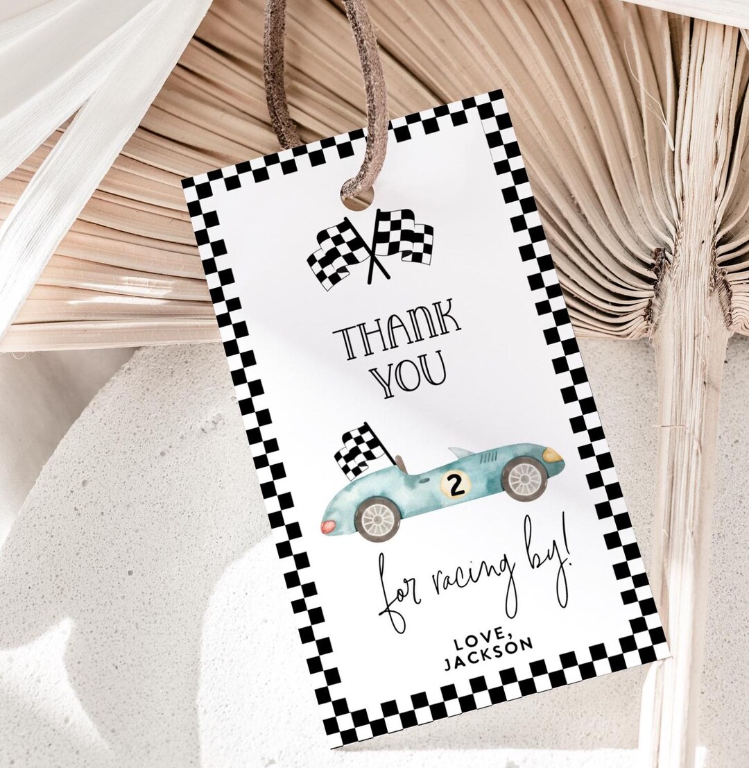 Editable Race Car Thank You Tag, Favor Tag, Gift Tag, Race Car Birthday ...