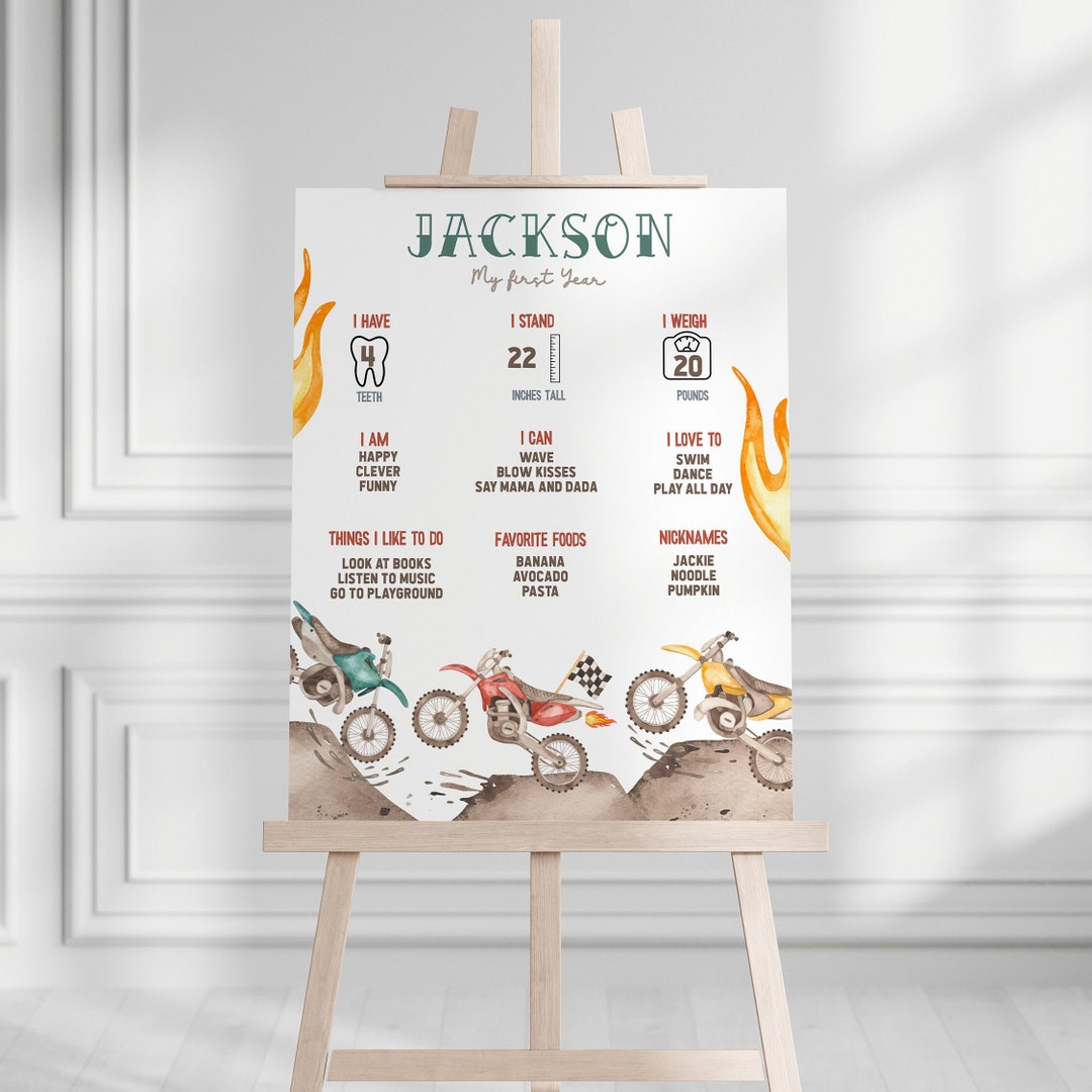 Dirt Bike Milestone Poster, Any Age, Start Your Engine, Motorcycle ...