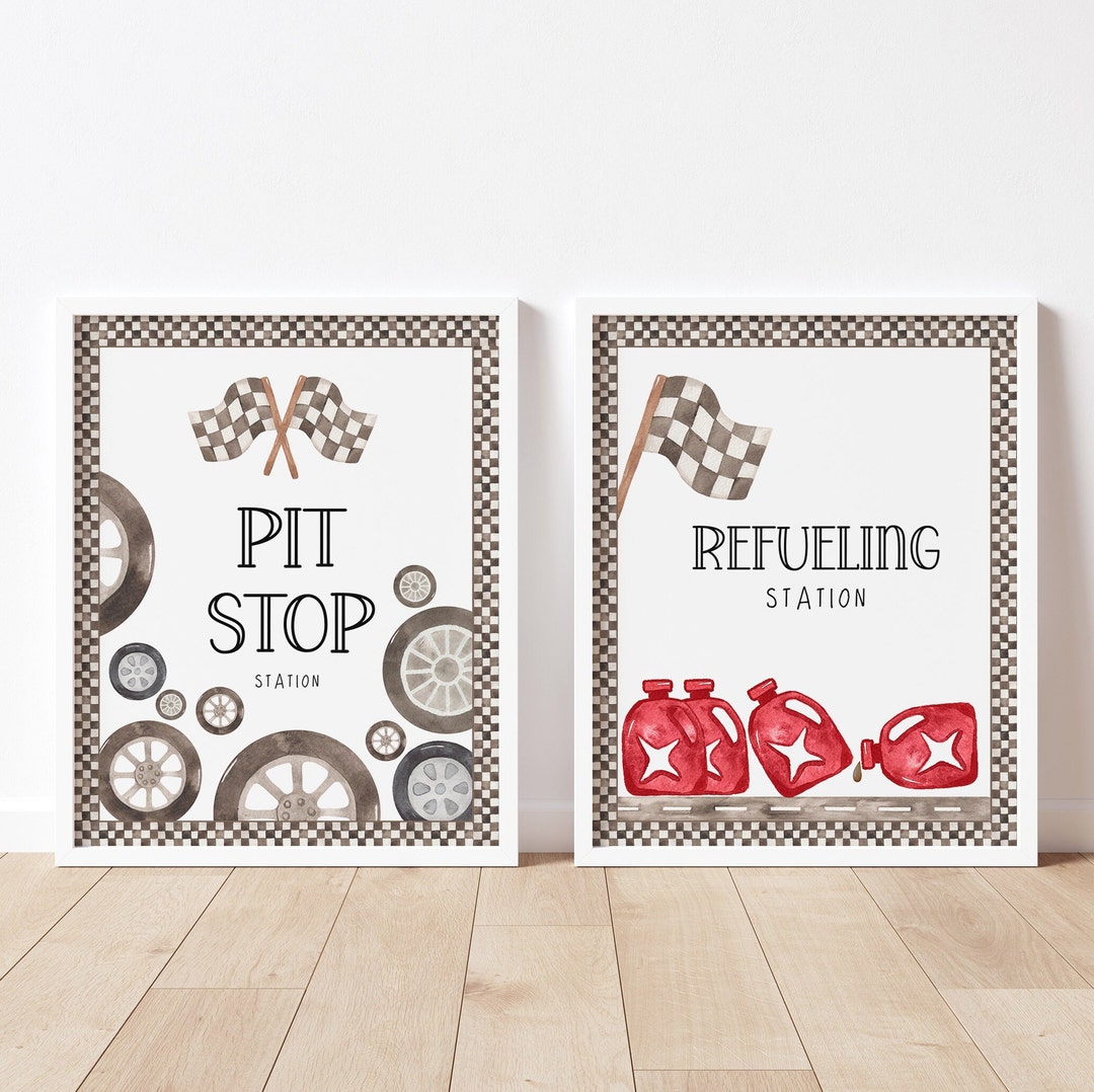 Race Car Birthday Party Sign, Birthday Favor Sign, Refueling Sign, Pit ...