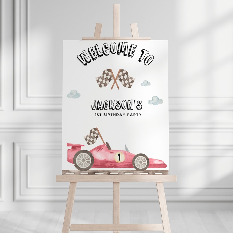 Race Car Welcome Poster Race Car Welcome Sign FAST ONE Car - Etsy