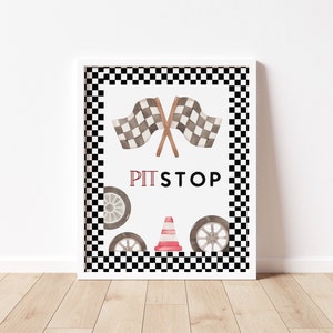 Race Car Birthday Party Sign Pit Stop Sign Race Car Favor Sign - Etsy