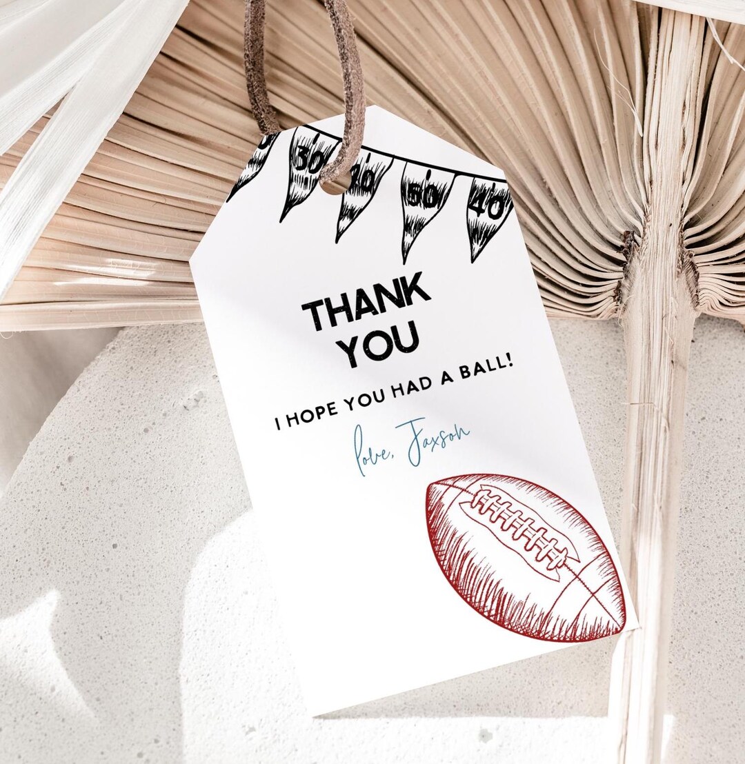 Editable Football Birthday Favor Tag, Football Gift Tag, Sports Party ...