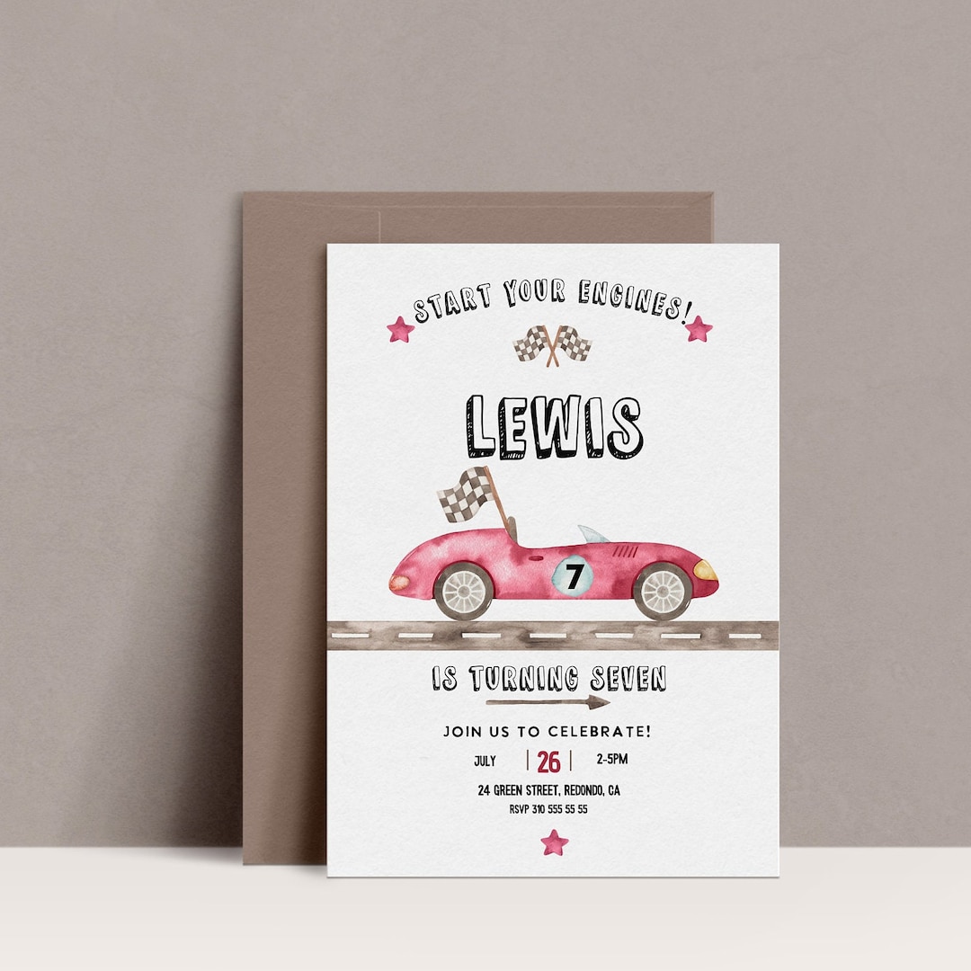 Race Car Birthday Invitation: Modern Racing Theme (editable Template ...