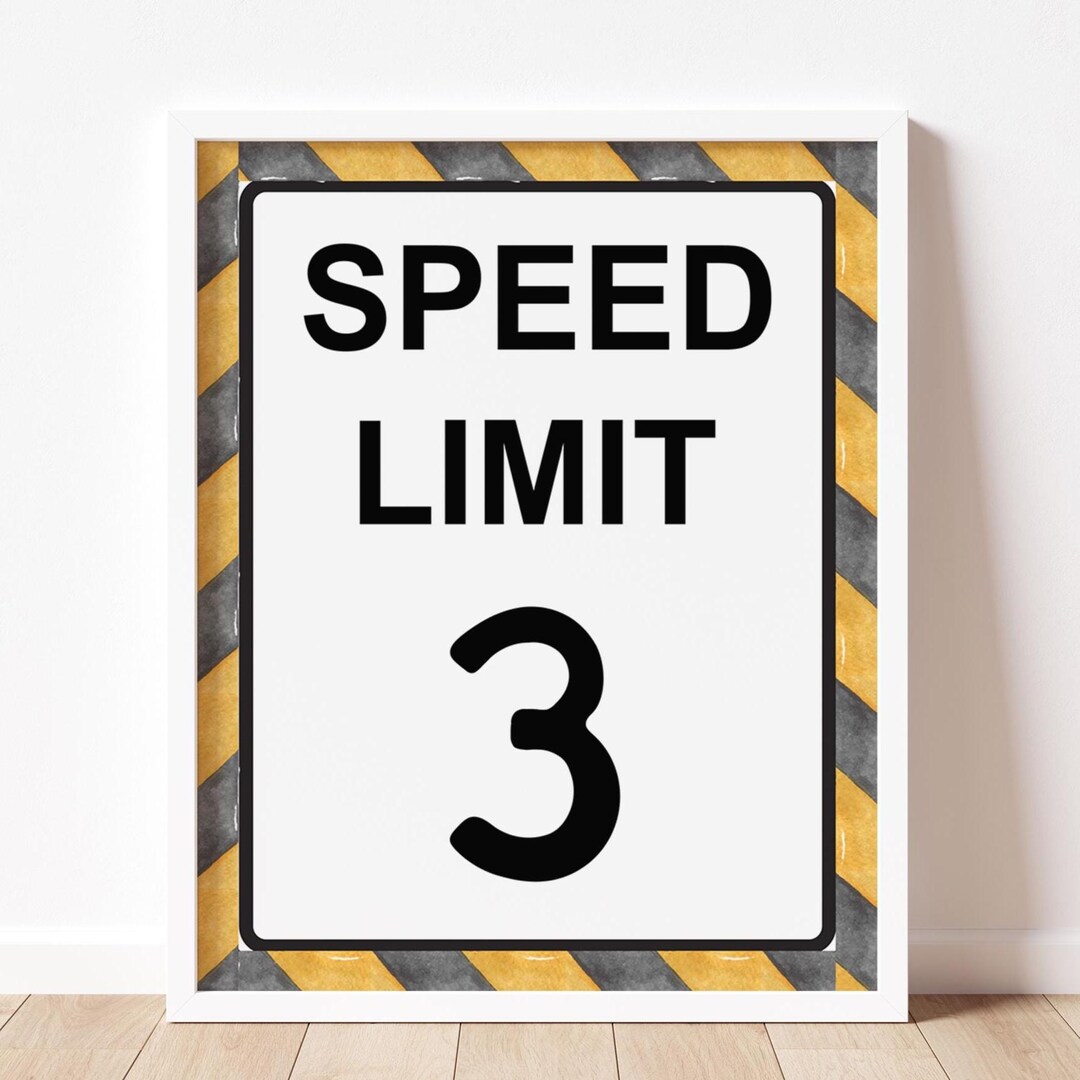Editable Construction Speed Limit Sign, Any Age, Construction Birthday ...