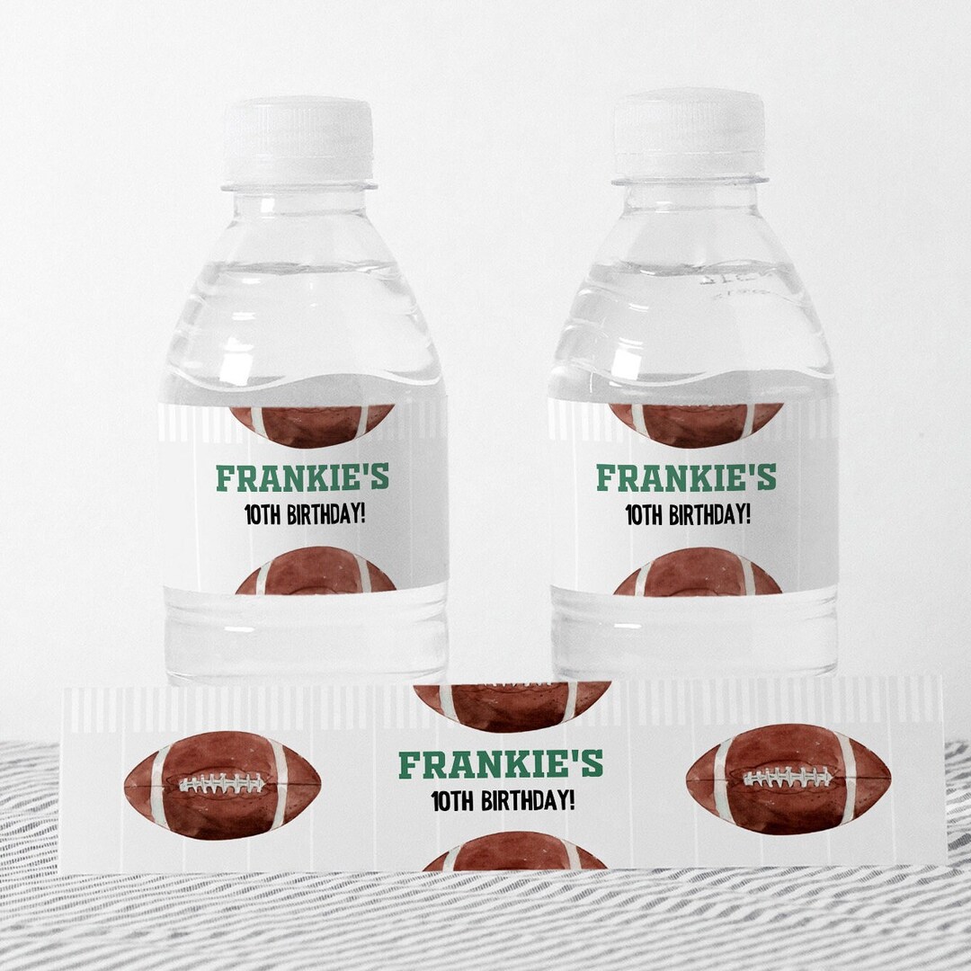 Football Birthday Water Bottle Labels, Game Time, Birthday Decor ...