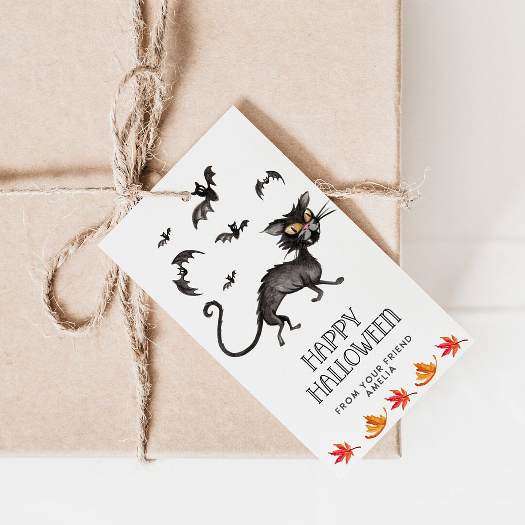 Halloween Printable Gift Tag Template Editable Favor Tag Spooky Party ...