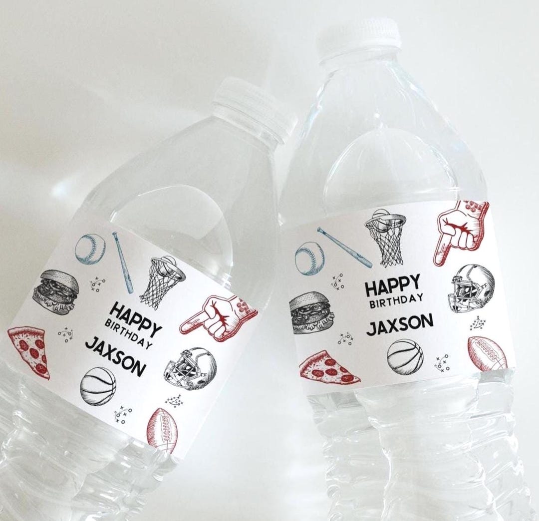 Editable Sport Water Bottle Labels, Sports Party Label, Sport Birthday ...