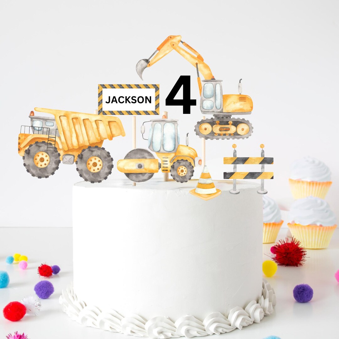 Construction Birthday Cake Toppers, Construction Party Decor ...
