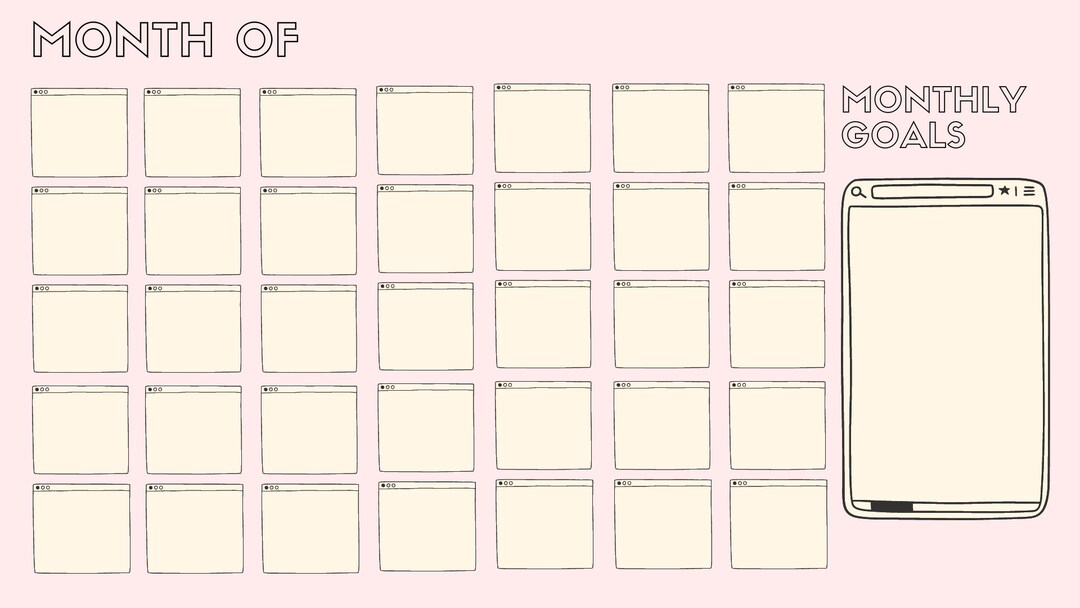Calendar Montly Pdf Printable Instant Dowload - Etsy