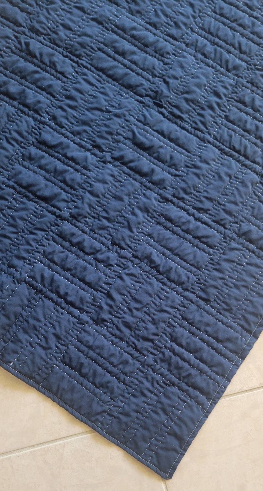HAND QUILTED Lightweight Quilt blue Gray White Baby Size - Etsy