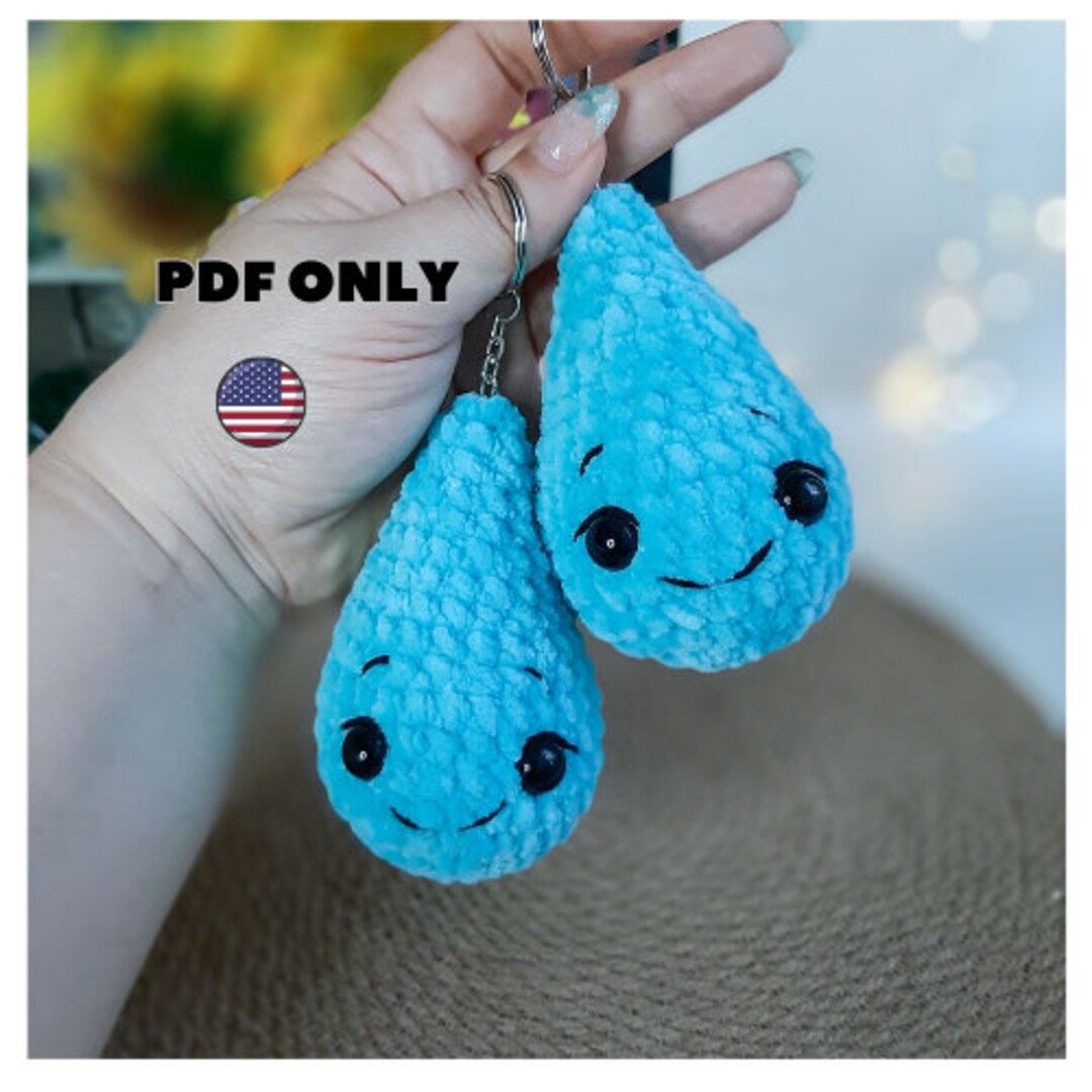 Crochet Plush Keychain Drop of Water, Crochet Plush Pattern, Crochet ...