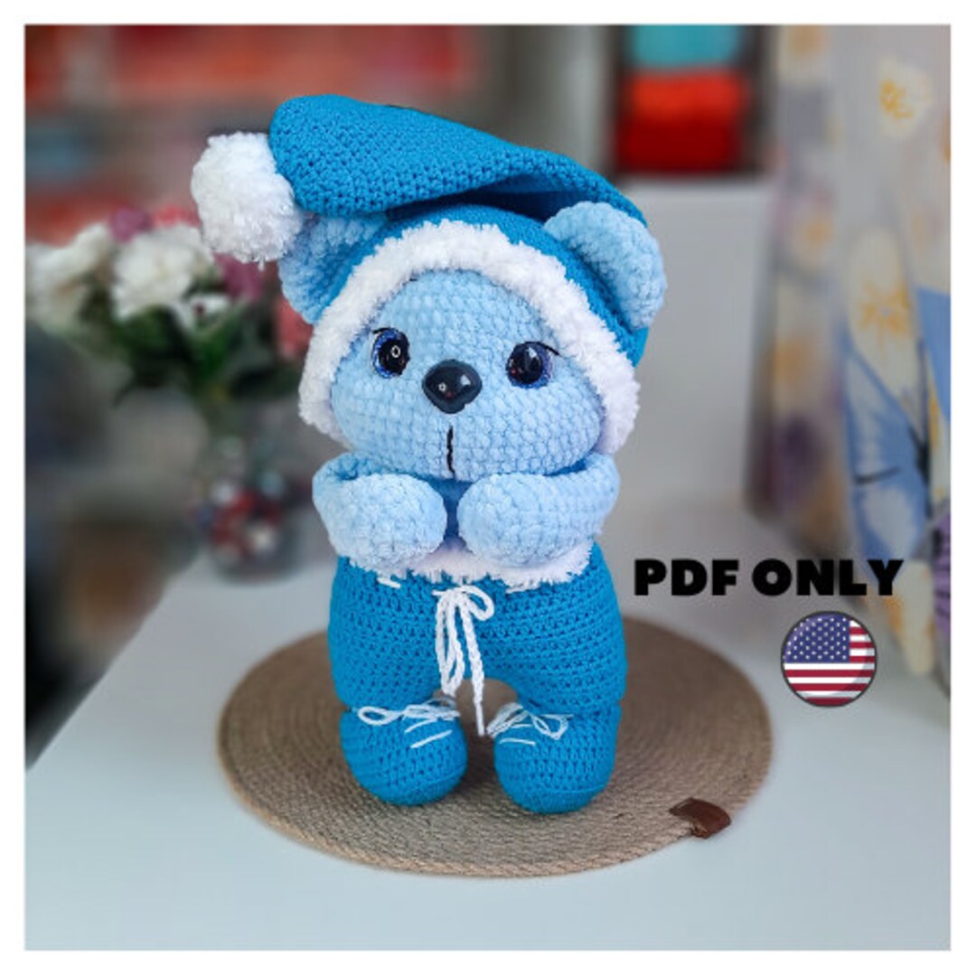 Crochet Pattern Teddy Bear in Clothes, Plush Cute Teddy Bear Amigurumi ...