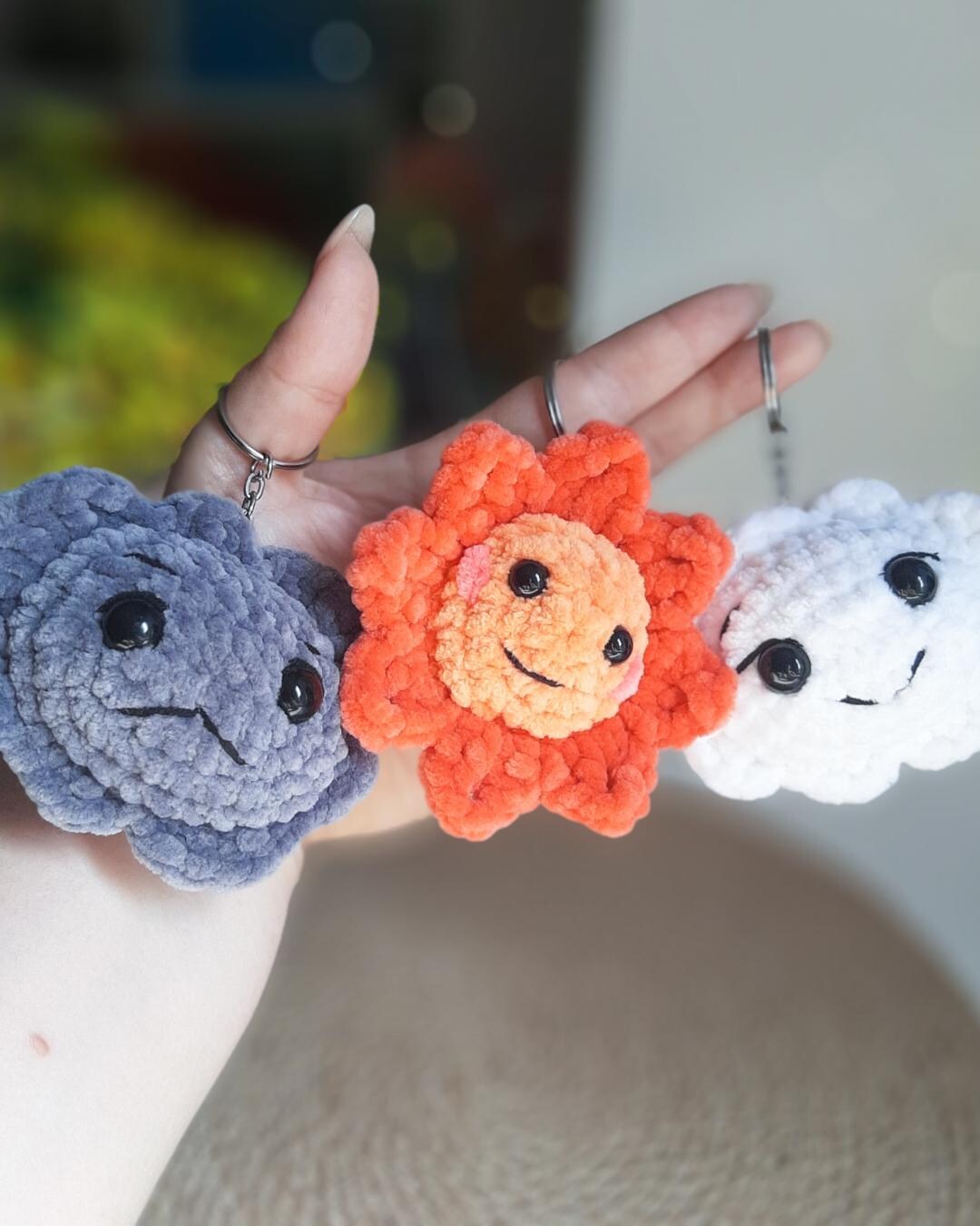 Crochet Sun and Cloud Keychain: Plush Kawaii Amigurumi (PDF Pattern) - Etsy