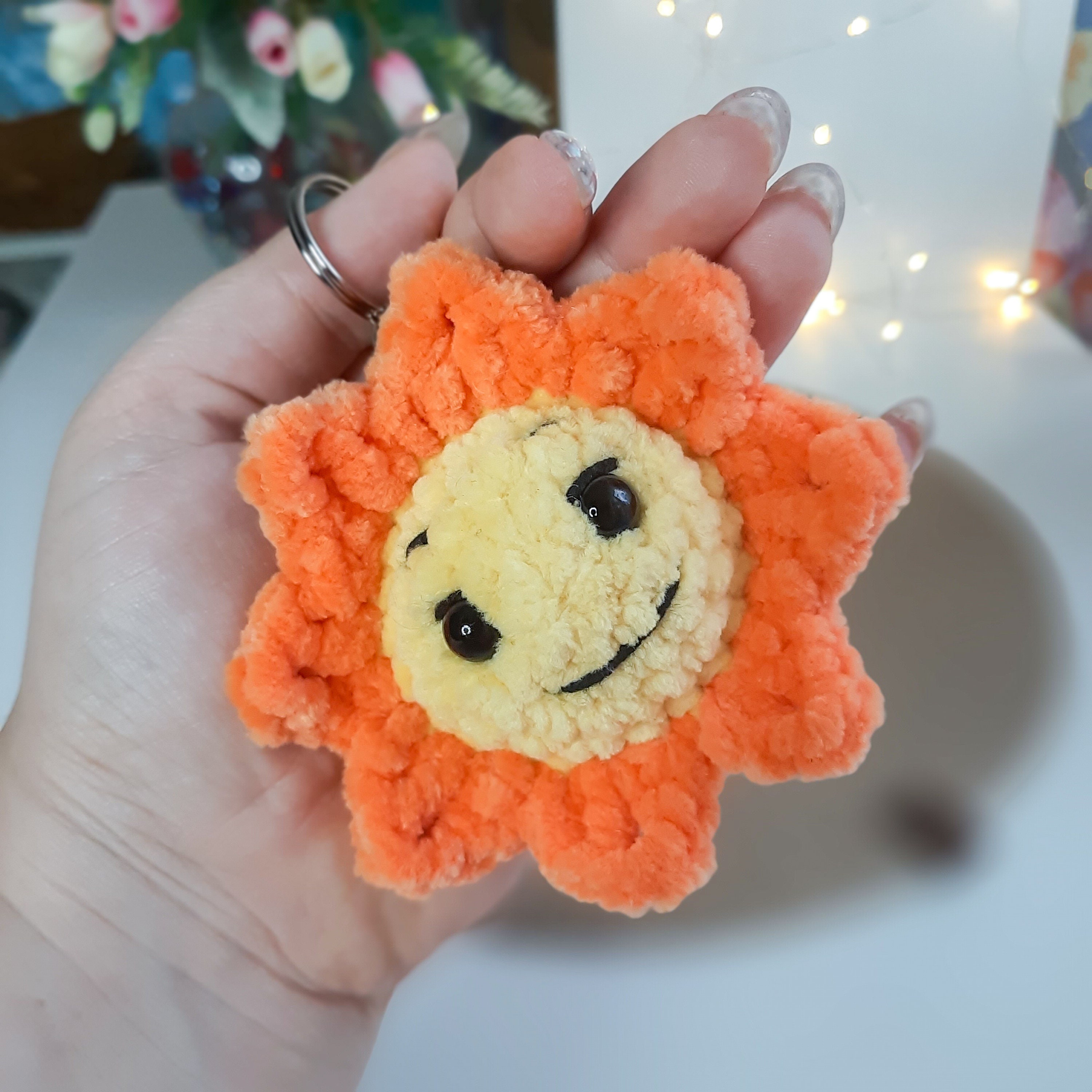 Plush Sun Crochet Keychain Pattern Kawaii Sun Plush Keychain - Etsy