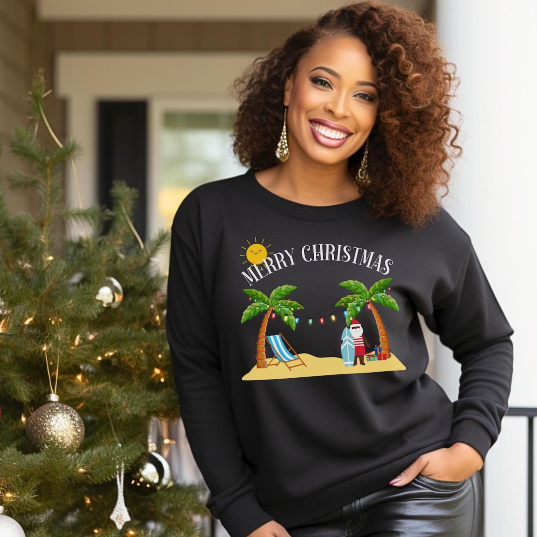 Christmas Black Santa Sweater, Christmas Sweater, Holiday Sweater ...