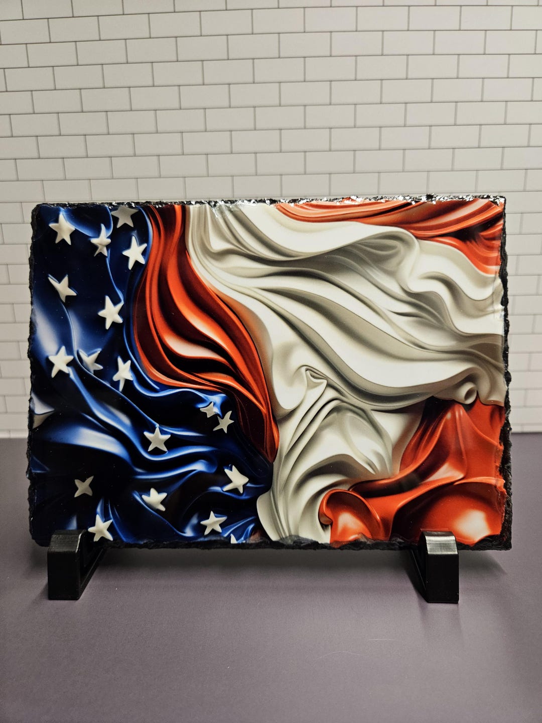 The US Flag on Slate - Etsy