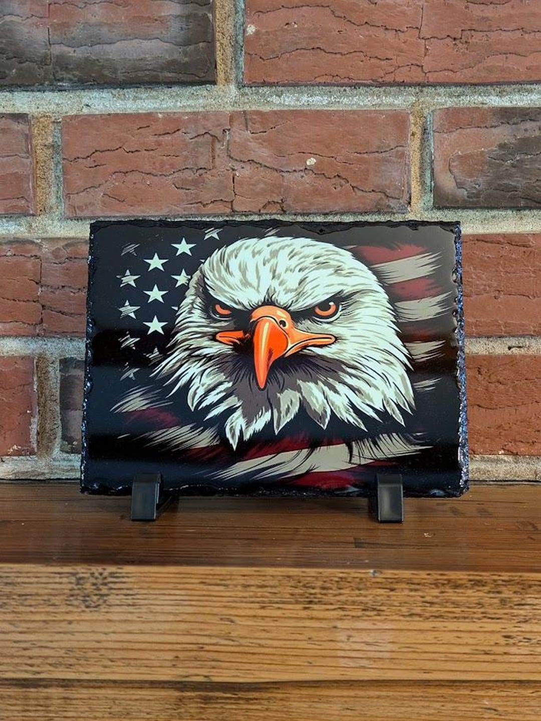 Patriotic Bald Eagle With American Flag on Slate - Etsy