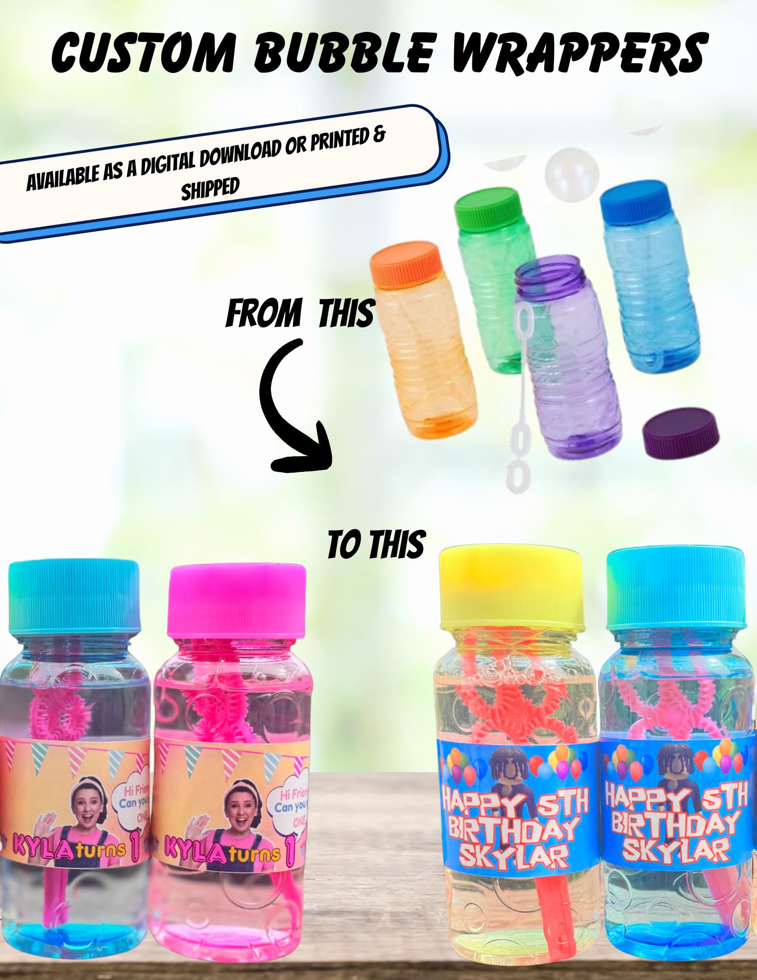 Custom Bubble Wrapper Labels – Party Favor Stickers | Digital or ...