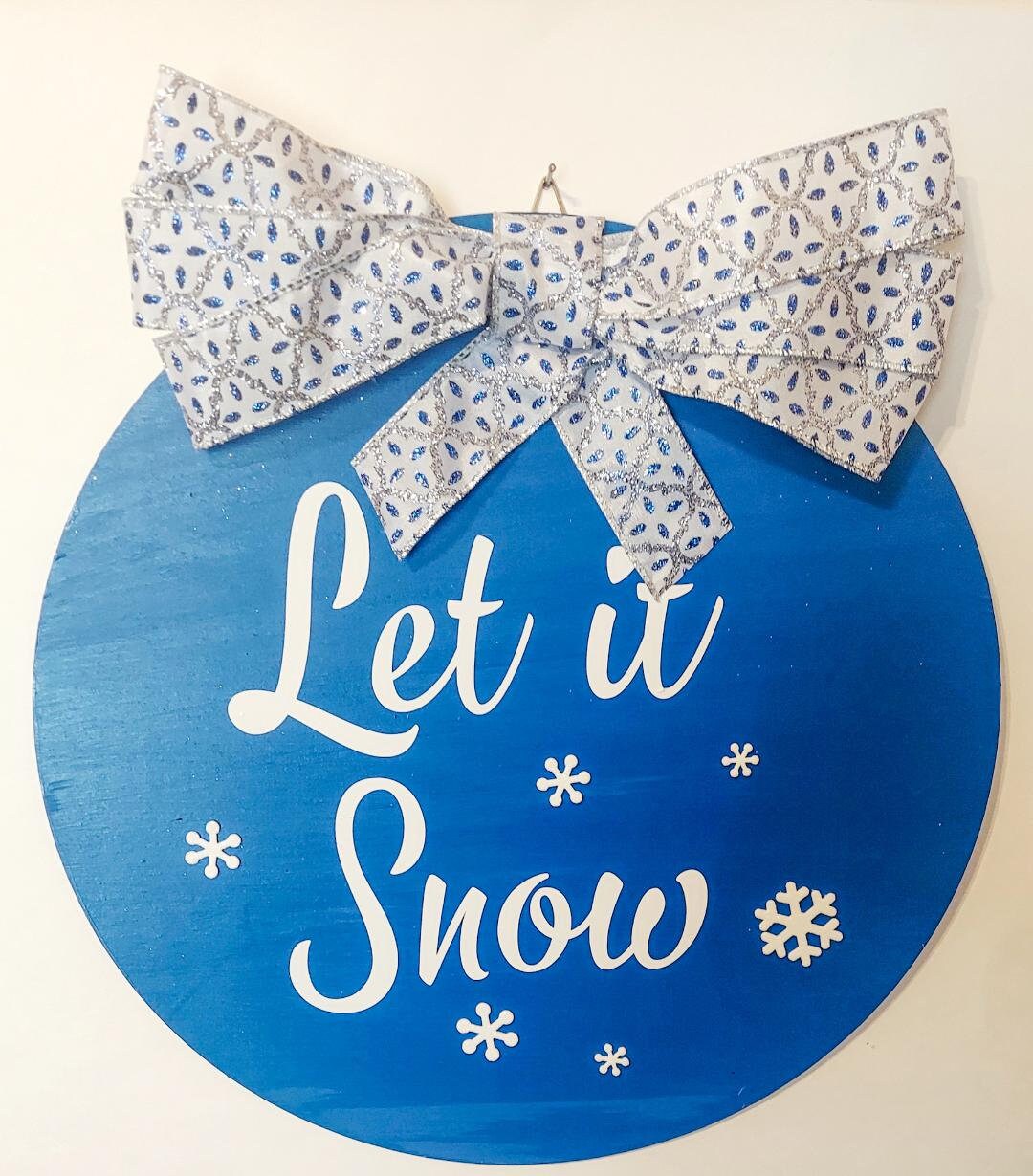 Let It Snow Winter Sign. Winter Door Hanger. Winter Wood Sign is 15 1/2 ...