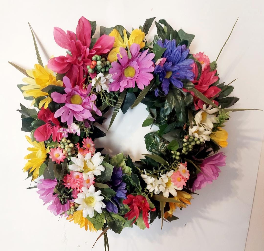 Spring Floral Wreath, Spring Swag, Wildflower Wreath, Modern Spring ...